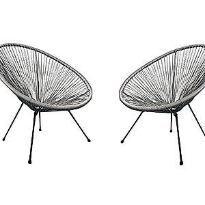 Kingmys Acapulco Woven Lounge Chair for Indoor and Outdoor Use (2PC Gray)