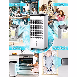 COMFYHOME 3-IN-1 Portable Air Conditioners Windowless, 65° Oscillation Swamp Cooler, 3 Speeds Portable Air Cooler w/Humidifier, Remote & 12 Hours Timer, Evaporative Cooler Cooling Fan for Room Home