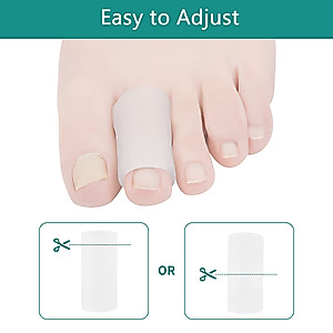 Hoogoo Gel Toe protectors Toe Sleeves Toe Covers Tube Pads 10 Pcs, Protect Middle Toes Relief Pain From Corns, Calluses, Sore, Bent, Stubbed Hammer Toes