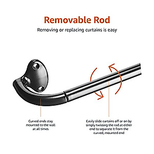 Amazon Basics Room Darkening Blackout Curtain Rod - 48" to 88", Black