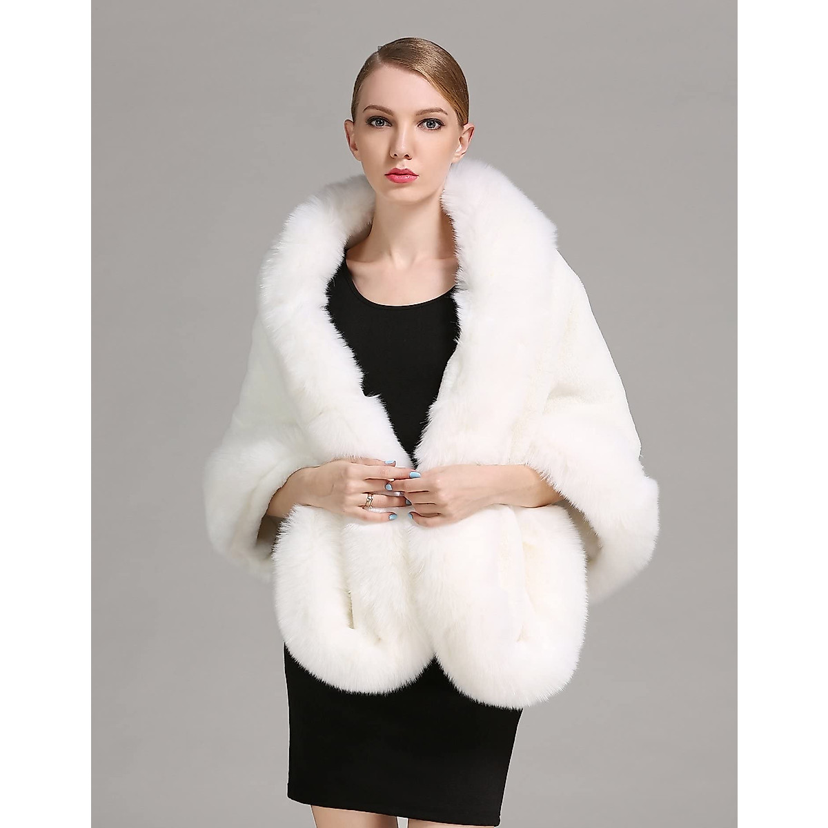 BEAUTELICATE Women's Faux Fur Shawl Wrap Stoles for Bridal Wedding Dresses