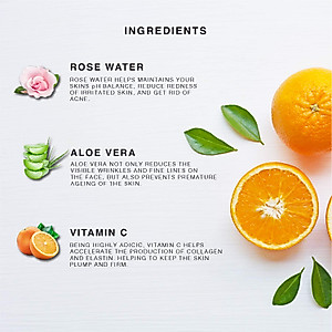 Vitamin-C Face Mist and Setting Spray for All Skin Types - Enhanced with Hyaluronic Acid, Aloe Vera and Rose Water - Skin Brightening, Anti-Aging, Moisturizing, Pore Minimizing - 4 Fl Oz