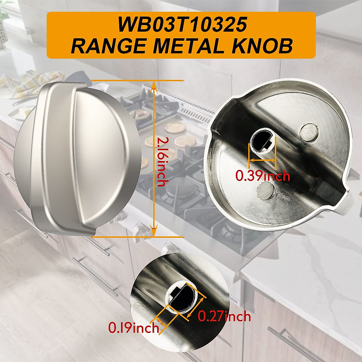 WB03T10325 Burner Control Knob Metal Stove Knobs, for General Electric (GE) A Cook top/Stove/Oven Replace AP5690210 PS3510510 (6 PCS)