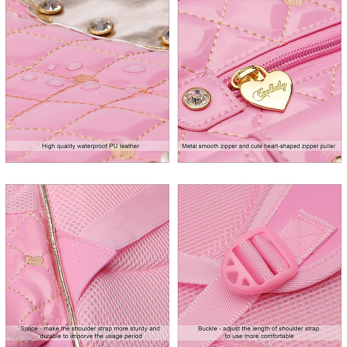 AO ALI VICTORY Backpack for Girls, Waterproof Kids Backpacks School Bag Toddler Bookbags Cute Travel Daypack (Large, A-Pink)