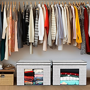 Univivi Foldable Fabric Storage Boxes Large Storage Bins with Lids [4-Pack] Collapsible Storage Cubes Organizer Containers Organization Baskets for Home, Bedroom, Closet (Gray, 17“ x 12” x 12")