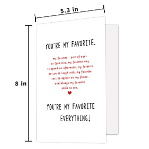 Zoytonky Funny Birthday Card for Women Men, Birthday Card for Husband Boyfriend, Romantic Anniversary Card for Him Her, Love Card for Wife Girlfriend, You Are My Favorite Everything