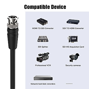 Dbilida 12G SDI Cable 100 ft, 4K@60Hz RG11 SDI Video Cable 75ohm BNC Cable 16AWG Supports 6G/3G-SDI/HD-SDI for Video Security Camera, Blackmagic SDI Converter