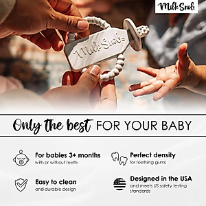 Milk Snob Calm 'n Cuddle Baby Teether - Car Seat Teether - Food-Grade Silicone - Baby Shower Teething Toy, Baby Essentials for 3+ Months - Easy to Clean - Designed in The USA (Cookies & Cream)