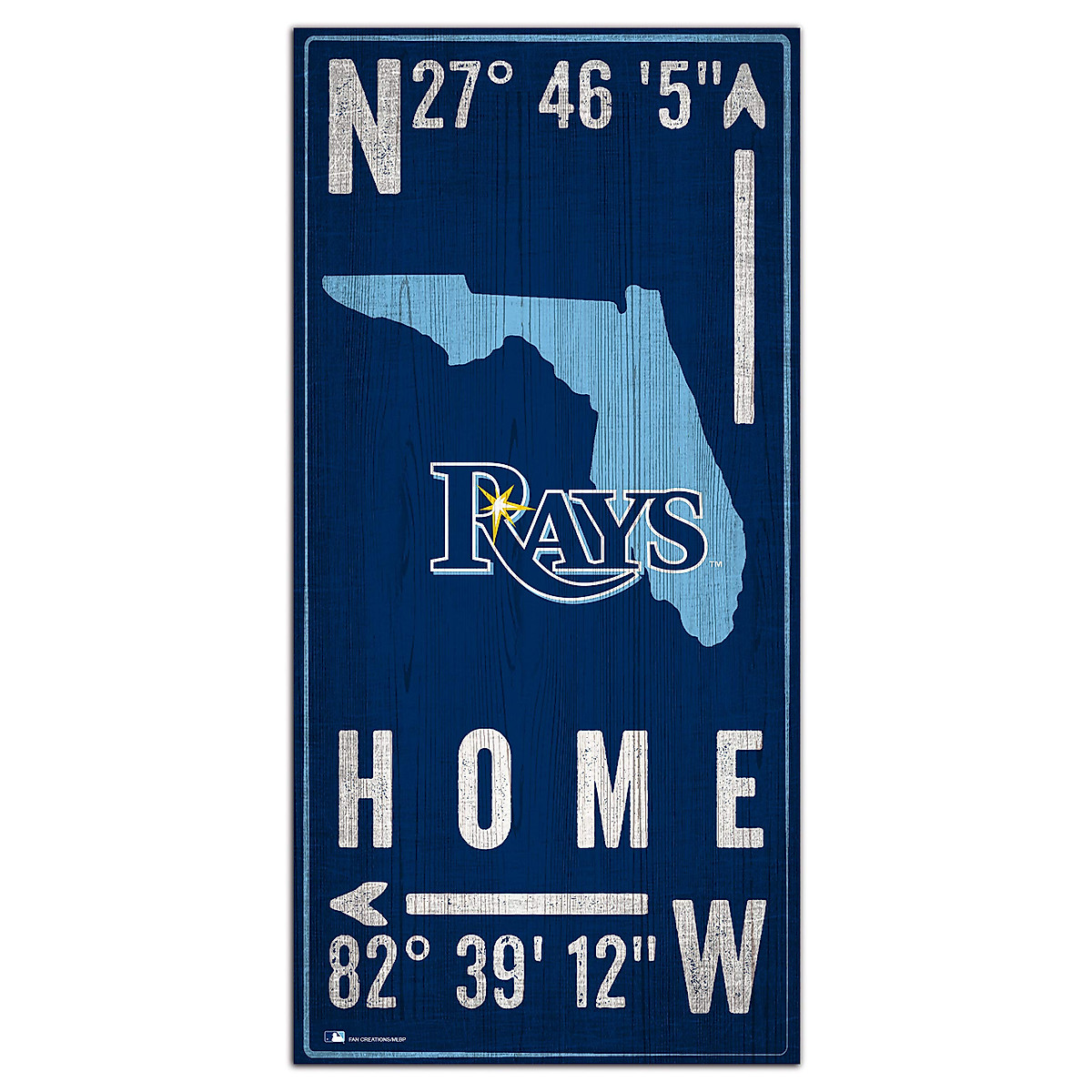 Fan Creations MLB Tampa Bay Rays Unisex Tampa Bay Rays Coordinate Sign, Team Color, 6 x 12
