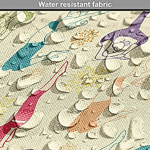 Ambesonne Yoga Fabric by The Yard, Workout Themed Fitness Girls Pattern Abstract Meditation Postures Arrangement Asian, Decorative Fabric for Upholstery and Home Accents, 1 Yard, Cream Red