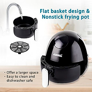 Mini Air Fryer, 700-Watt Airfryer Compact Oilless Small Oven with Basket, 1.64 Quart Capacity 90°F- 390°F Temperature Controls and a High Gloss Finish for Cooks, Crisps, Roasts, Bakes, Reheats and Dehydrates, Black