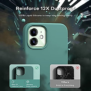 TOCOL [5 in 1 for iPhone 12, for iPhone 12 Pro Case, with 2 Pack Screen Protector + 2 Pack Camera Lens Protector, Silicone Shockproof Phone Case [Anti-Scratch] [Drop Protection], Midnight Green