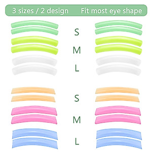 24 Pieces Eyelash Lifting Rods Eyelash Perming Pads Silicone Eyelash Perm Lift Pads Eyelash Curler Refills Pads for Eyelash Lifting (Small, Medium, Large)