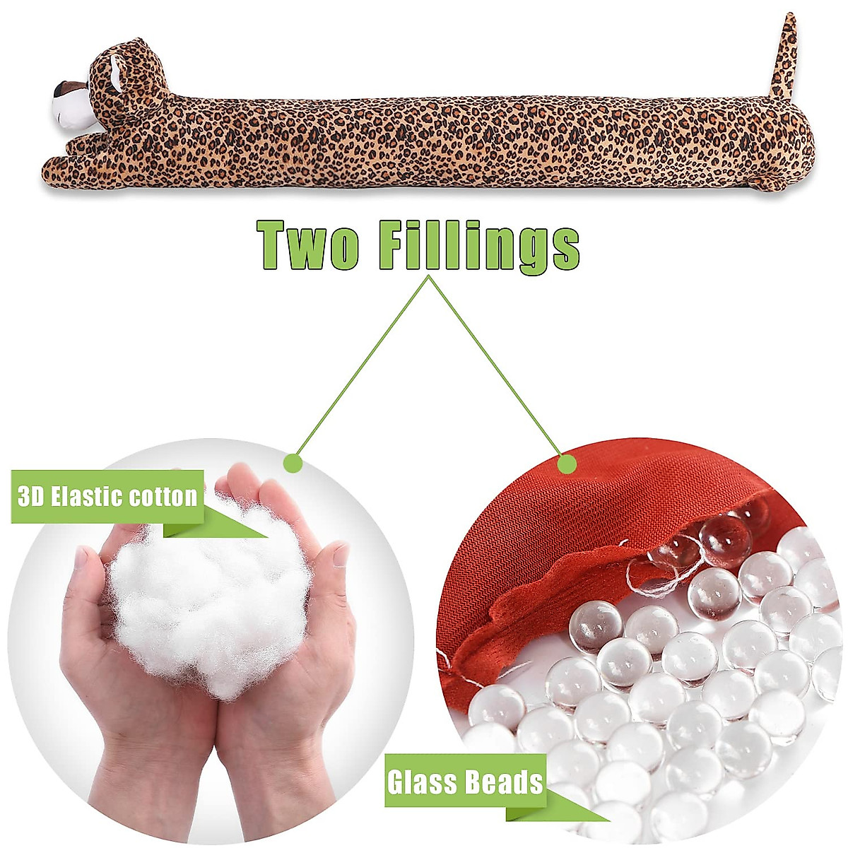 CERAYOU 36 Inch Heavy Duty Under Door Draft Stopper, Cute Animals Shape Door & Window Draft Guard to Save Energy, Decorative Weighted Bottom Insulation Stopper Noise Air Wind Dust Blocker, Leopard