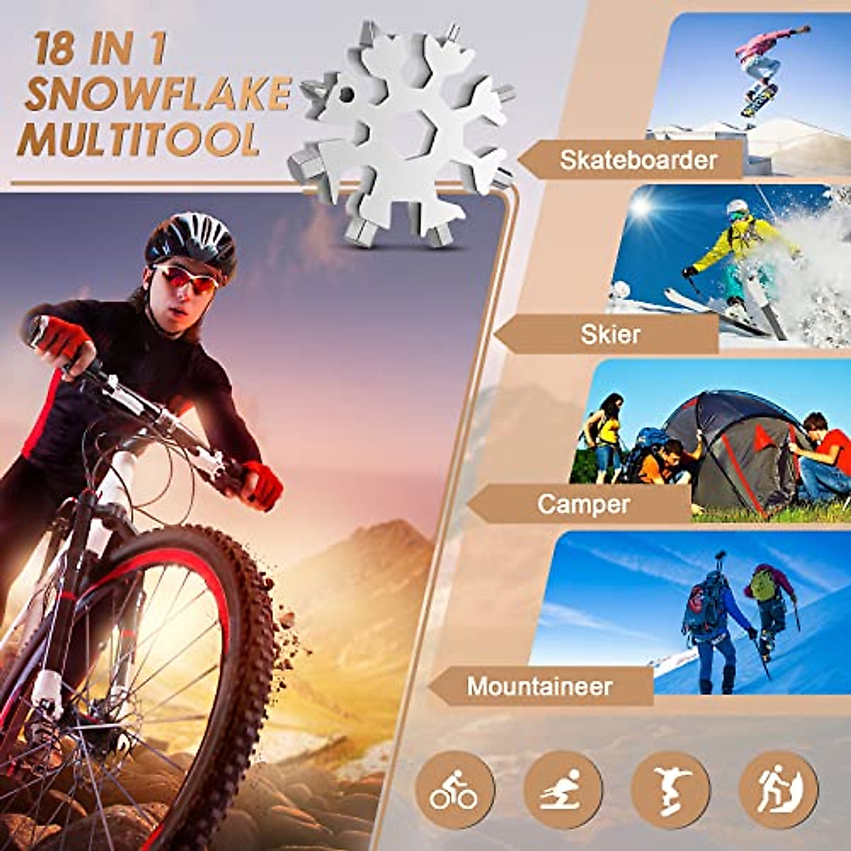 Stocking Stuffers Gifts for Men,18-in-1 Snowflake multi tools Christmas Gifts-Cool Gadgets for Men-Unique Mens Gifts Ideas for Him,Husband,Dad,Grandpa,Teens,Adults,Boys,Boyfriend（2 Packs）