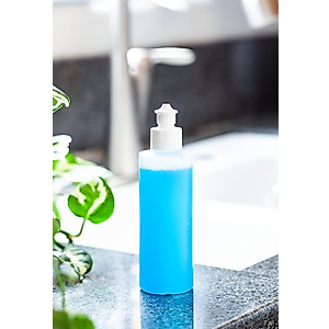 JUVITUS 6 oz Clear Natural Refillable Plastic Squeeze Bottle with White Push Pull Cap Dispenser (12 Pack)