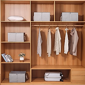 jeadwwr Large Foldable Storage Bins with Lids for Organizing, Fabric Storage Boxes with Lids for Shelves, 2-Pack Clothes Baskets with Cotton Rope Handles Zip Closet Bins (Ash Grey, 17.7x13.8x9.8in)