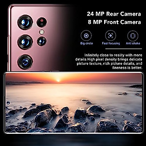 Yunseity Unlocked Smartphone,S23 Ultra 8GB RAM 256GB ROM Face Unlock Ultra Thin Smartphone 2.4G 5G WiFi, 6.6 Inch FHD Screen Cellphone for Android 13, 8+24MP Cameras, MT6735 10 Core CPU