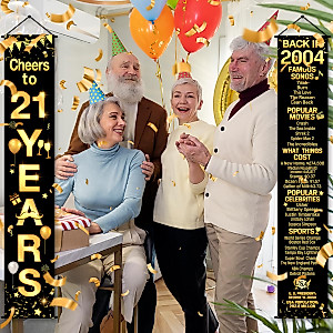 2 Pieces 21st Birthday Party Decorations Cheers to Years Banner Party Decorations Welcome Porch Sign for Years Birthday Supplies (21st-2002)