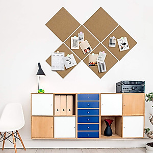 ODOME Cork Board Tiles 12”X 12” – 1/2” Thick Cork Board – Bulletin Board – Pin Board Decoration for Pictures,Ultra Strength Adhesive Backing – 6 Pieces Cork Boards for Walls – 1 Box Push Pins