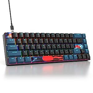Mosptnspg Protable 60% Percent Gaming Keyboard Mechanical, Mini Compact RGB Backlit 68 Keys Wired Office Keyboard with Red Switch for Mac/Win (Monstor Black/red Switch 68)