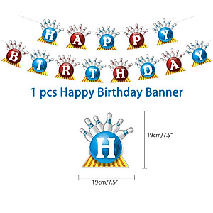 Bowling Theme Party Supplies Set Including Bowling Happy Birthday Banner, Bowling Cake & Cupcake Toppers, Bowling Balloons, Bowling Party Decorations for Kids Adults Teens