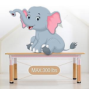 GarveeHome Kids Table and 6 Chair Set - Height Adjustable, Multifunctional Desk, Ergonomically Designed Chairs, Max 300lbs, for Ages 2-10, Classroom, Daycares, Home