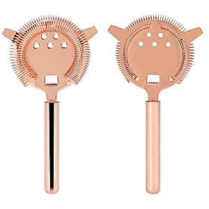 Cocktail Strainer, Rose Gold Stainless Steel Martini Drink Strainer Ice Filter for Professional Bartenders and Mixologists
