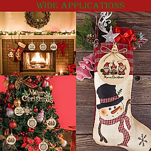 120 Pcs Wooden Christmas Ornaments Unfinished Wooden Circles with Holes Blank Round Wood Discs Slices Wooden Christmas Hanging Ornaments with Twine for DIY Crafts Present Tags Xmas Party Decor,3.1x4