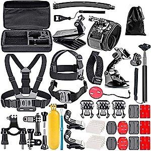 Navitech 50-in-1 Action Camera Accessories Combo Kit with EVA Case - Compatible with The Dragon Touch Vision 3 PRO
