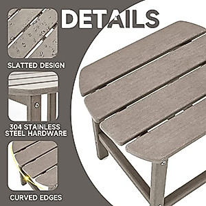 VOQNIS Adirondack Outdoor Side Table, Living Room, Garden, Patio, Pool, Deck, Fire Pit, Party - Brown