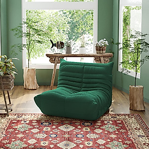 TIFLON Fireside Chair,Lazy Floor Sofa Couches,Teddy Velvet Lounge Chair, Accent Bean Bag Couch,Corner Chair Sofa for Living Room Bedroom Salon Office (Green, 1Seat)
