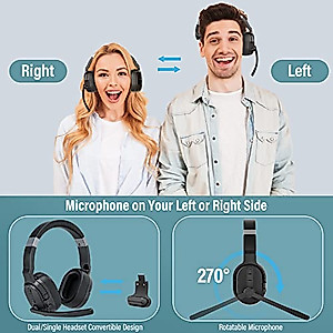 MONODEAL Trucker Bluetooth Headset, Bluetooth Headset with Microphone Noise Canceling(ENC) Dual Mic & Mute Button, 3 EQ Music Modes, Single and Dual Ear Wireless Headphones for Office Home Work