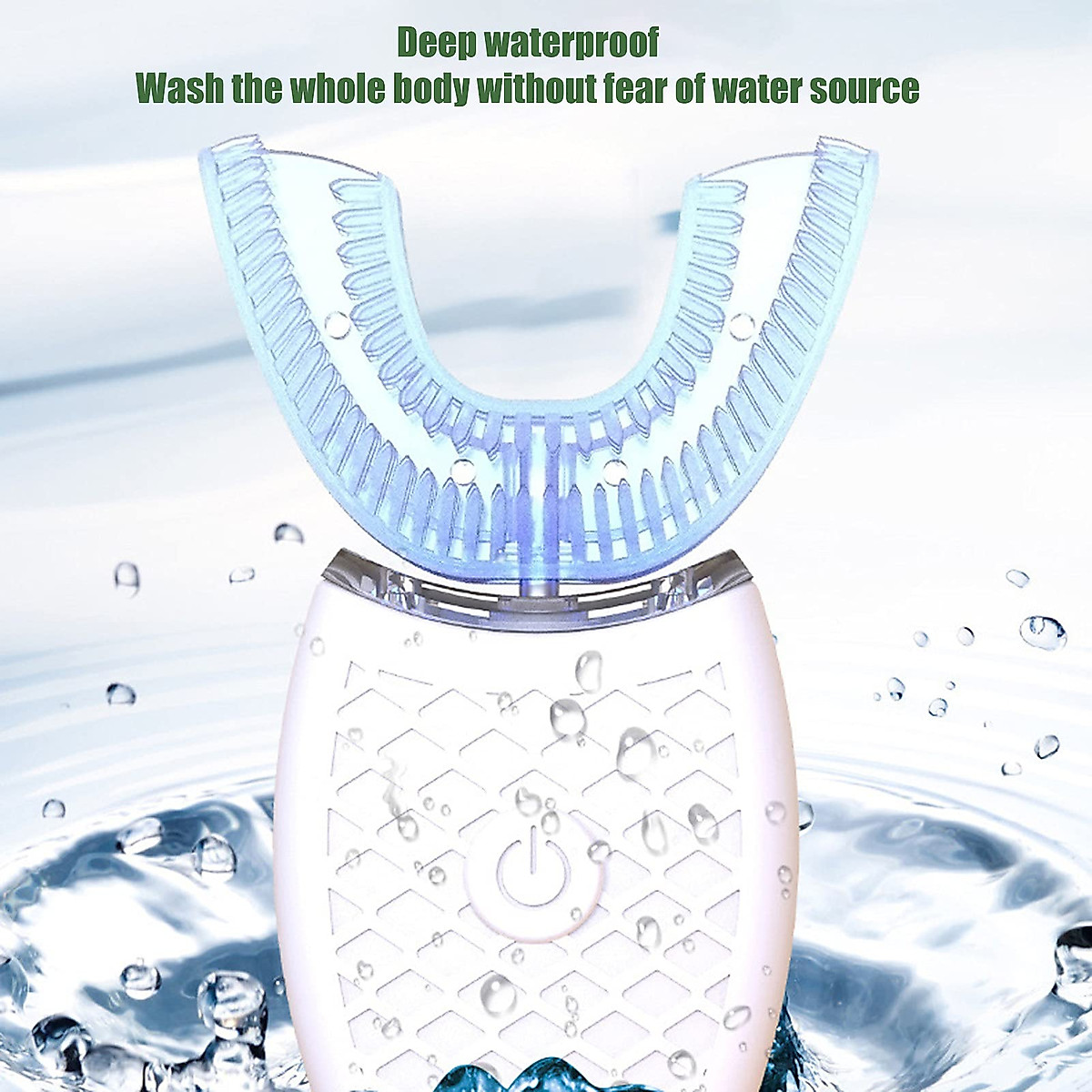 Electric Toothbrush with U-Shaped Toothbrush, Whitening Massage Toothbrush, Electric Toothbrush U-Shaped Ultrasonic Silicone 360 Degrees Automatic Blue Light Toothbrush for Home Use - Pink 3-7Y