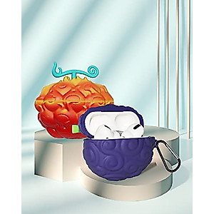 [2Pack] Fruit Cover for AirPods Pro Case Cute 2019,3D Cartoon Silicone Protective Accessories Set Kit for Devil Fruit for AirPods Pro 1st Generation Case for Boy Girl(Purple&Red Yellow Devil Fruit)