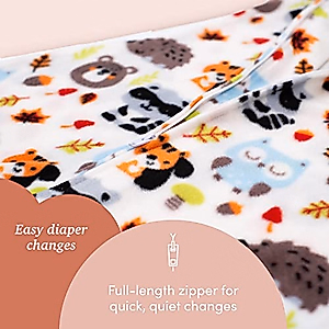 SleepingBaby Zipadee-Zip Transition Swaddle - Fleece Baby Sleep Sack with Zipper - Raccoon Friends, Small (4-8 Month)