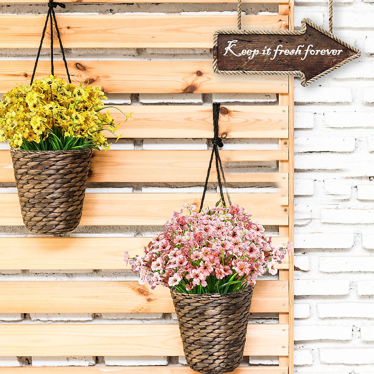 BLUEGUAN Outdoor Artificial Flowers, 30 Bundles Faux Artificial Flowers with 540 Small Fabric Flowers with UV Resistant Ideal ​Garden Decor for ​Women or Men