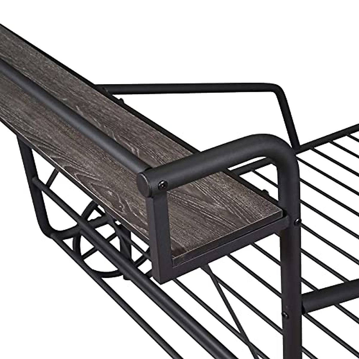 Twin Size Metal Platform Bed Frame with 4 Wheels and Storage Shelf, Car-Shaped Metal Bed with for Kids Teens Boys Girls, No Box Spring Needed, Under Bed Storage (Black)