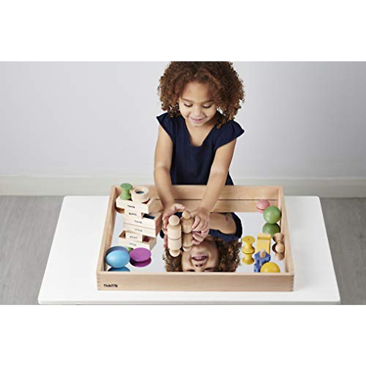 TickiT Wooden Mirror Tray - Explore Reflection, Symmetry and Patterns - for All Ages - Add Reflection to Any Sensory Activity Station