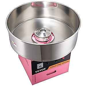 VEVOR Electric Cotton Candy Machine, 1000W Commercial Floss Maker with Stainless Steel Bowl, Sugar Scoop and Drawer, Perfect for Home, Kids Birthday, Family Party, Without Cover, Pink