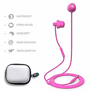 MAXROCK (TM Super Mini Total Soft Silicon Earbuds Headphones with Mic Music Sleep Choice for Cellphones Ipad Tablet Mp3 Laptop and Most 3.5mm Audio Player (Pink)