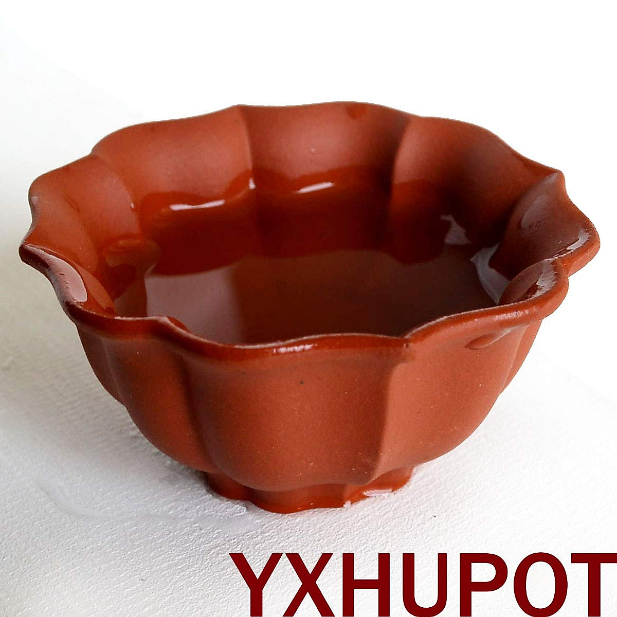 YXHUPOT 4pcs Teacups 2.5oz Chinese Clay Zisha Cup Diamond Flower (Red brown)