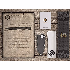 KESSAKU 3.5-Inch Paring Knife - Senshi Series - Forged Japanese AUS-8 High Carbon Stainless Steel - Carbon Fiber G10 Handle with Sheath