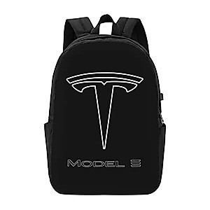 Te-Sla Model-3-Logo Adult Youth Bag Backpack Schoolbag Laptop Bag Usb Camping Bag17 Inch For