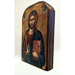 Handmade Wooden Greek Christian Orthodox Mount Athos Icon of Jesus Christ /Mp2_5