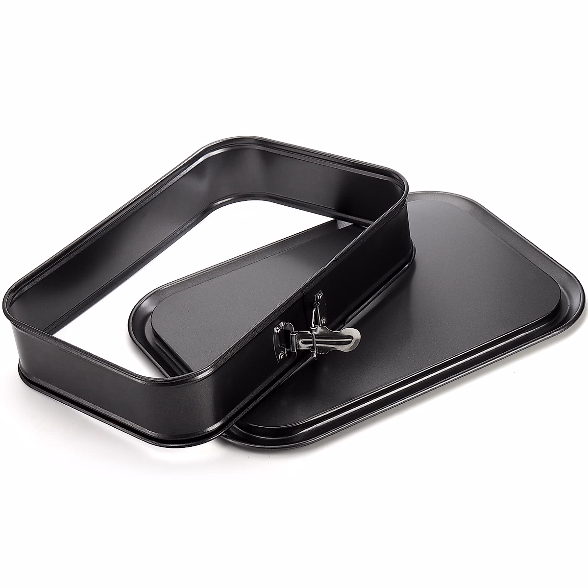 SOUJOY Springform Cake Pan, Non-stick Cheesecake Pan, 14 x 9 Inch Large Rectangle Cake Pan with Removable Bottom, Ice Cream Cake Bakeware, Black