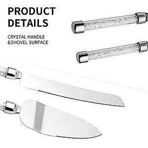 4 Piece Champagne Flutes and Cake Knife Server Set, Bride and Groom Toasting Flutes with Cake Cutting Set, Diamond Champagne Glasses Set for Wedding Reception Anniversary Party House Warming, Silver