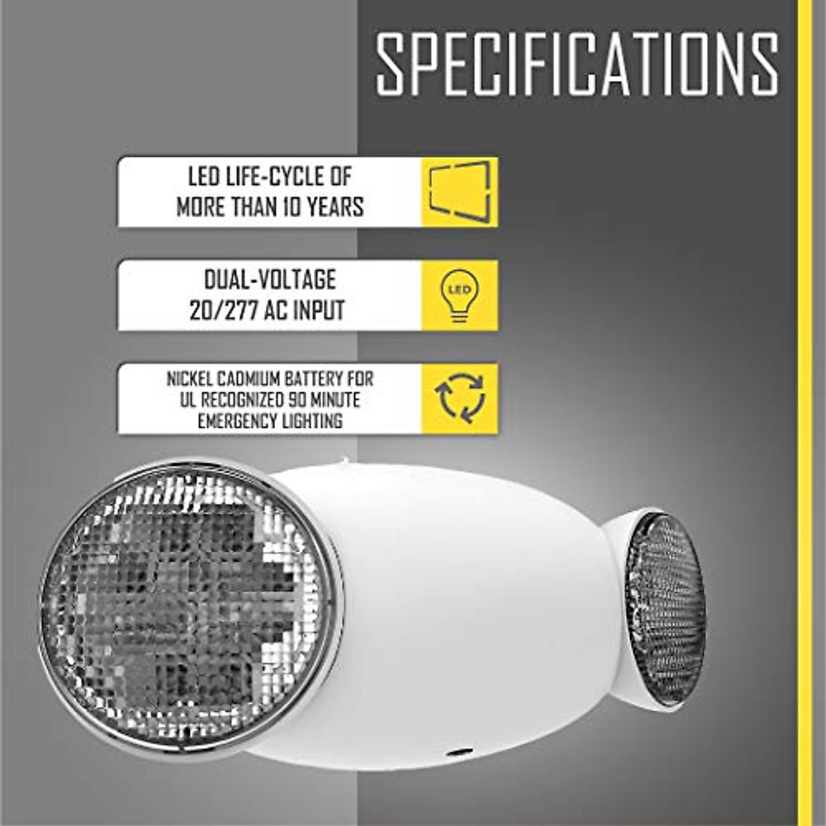 Compass CU2RC Hubbell Lighting LED 2 Head Emergency Light with Remote Capacity, White,Black