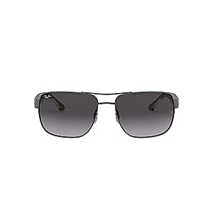 Ray-Ban Men's RB3530 Square Sunglasses, Gunmetal/Light Grey Gradient Dark Grey, 58 mm