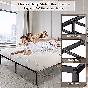 Pliwier 14 Inch Platform King Bed Frame, Heavy Duty Metal Bed Frame King Size, No Box Spring Needed, Anti-Slip, Noise Free, Easy Assembly (Black, King (U.S. Standard))